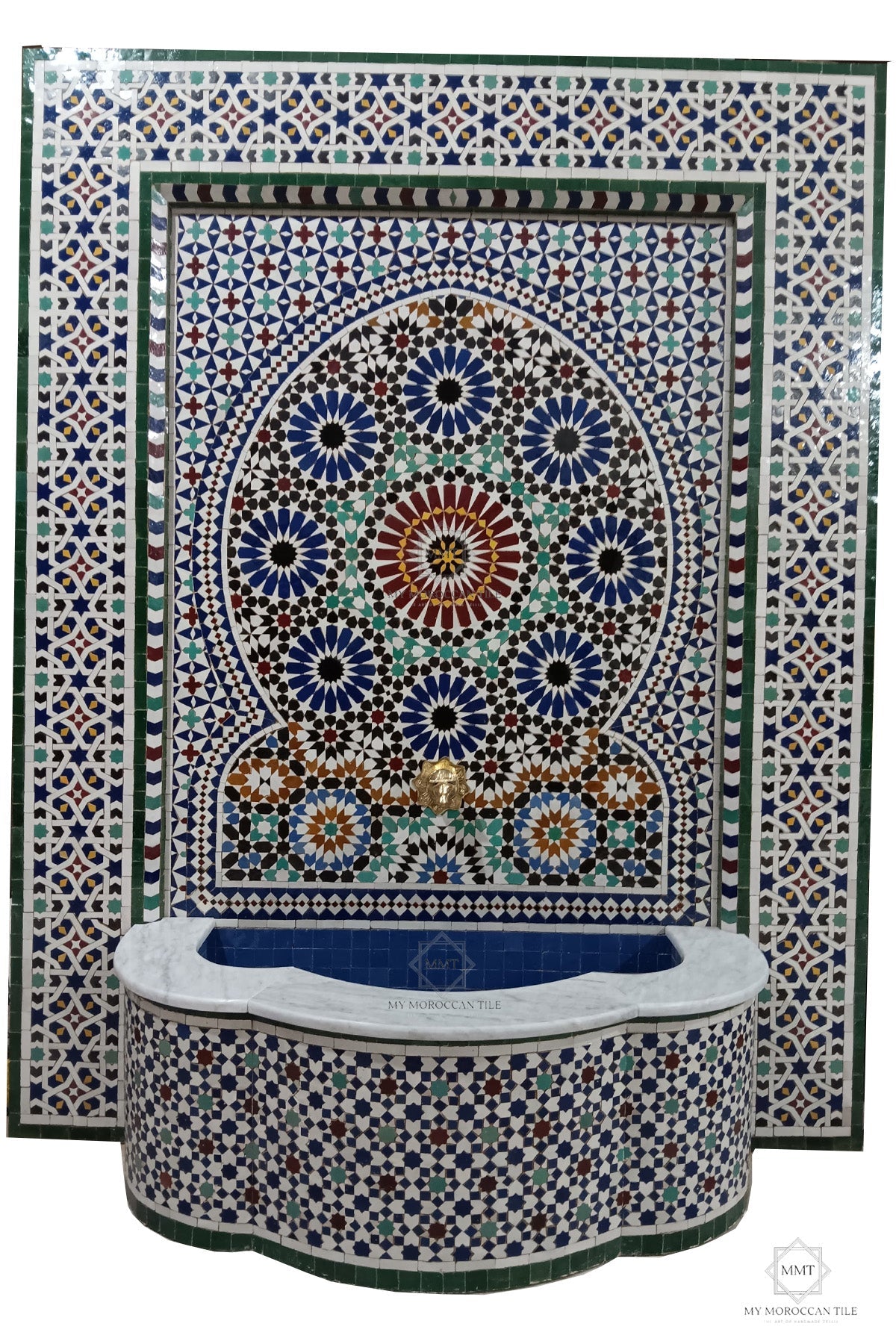 Moroccan Mosaic Wall Fountain Handmade Zellige Water Feature – My ...